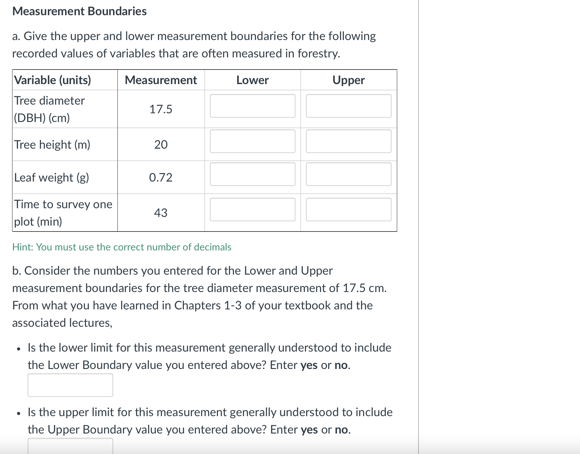 Solved Measurement Boundaries a. Give the upper and lower | Chegg.com