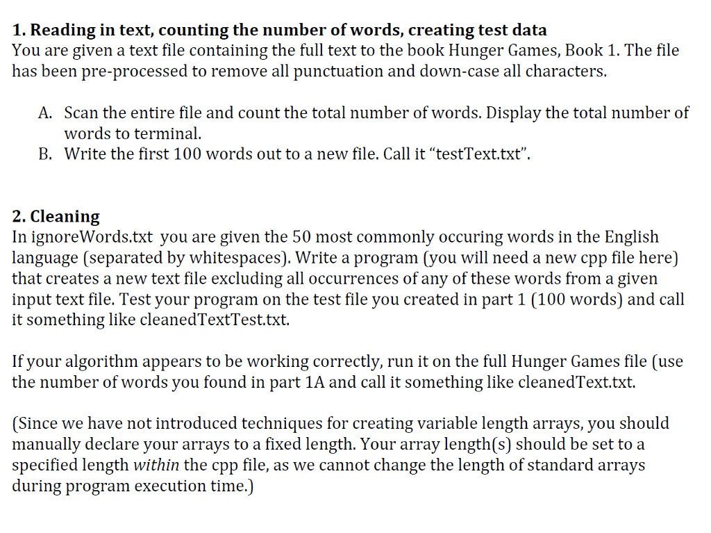 Solved 1 Reading In Text Counting The Number Of Words