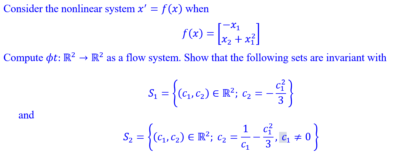 Solved Consider the nonlinear system x′=f(x) when | Chegg.com