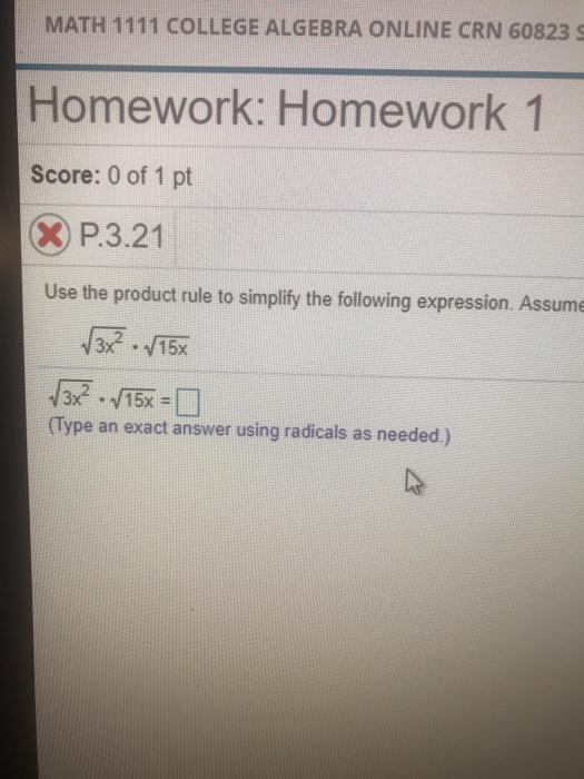 Solved MATH 1111 COLLEGE ALGEBRA ONLINE CRN 60823 S | Chegg.com