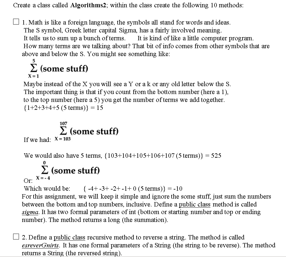 Solved Java Code I need all 10 methods please in fresh | Chegg.com
