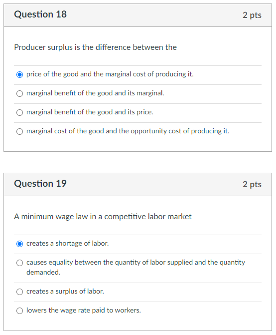 Solved Producer surplus is the difference between the price | Chegg.com