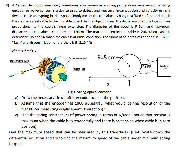2) A Cable-Extension Transducer, sometimes also known | Chegg.com