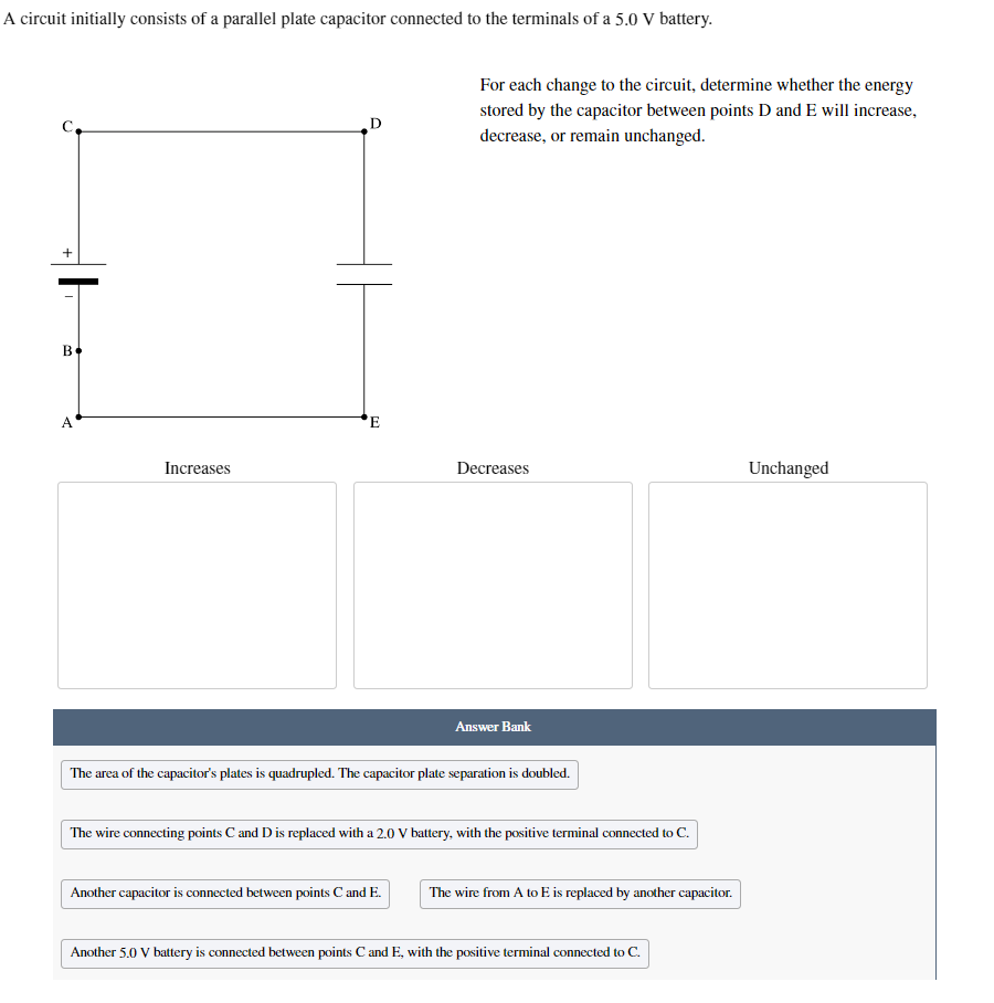 Solved A circuit initially consists of a parallel plate | Chegg.com