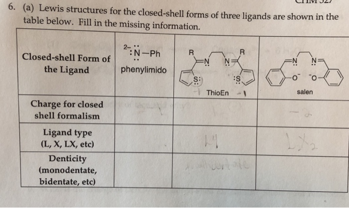 Solved 6. (a) Lewis structures for the closed-shell forms of | Chegg.com