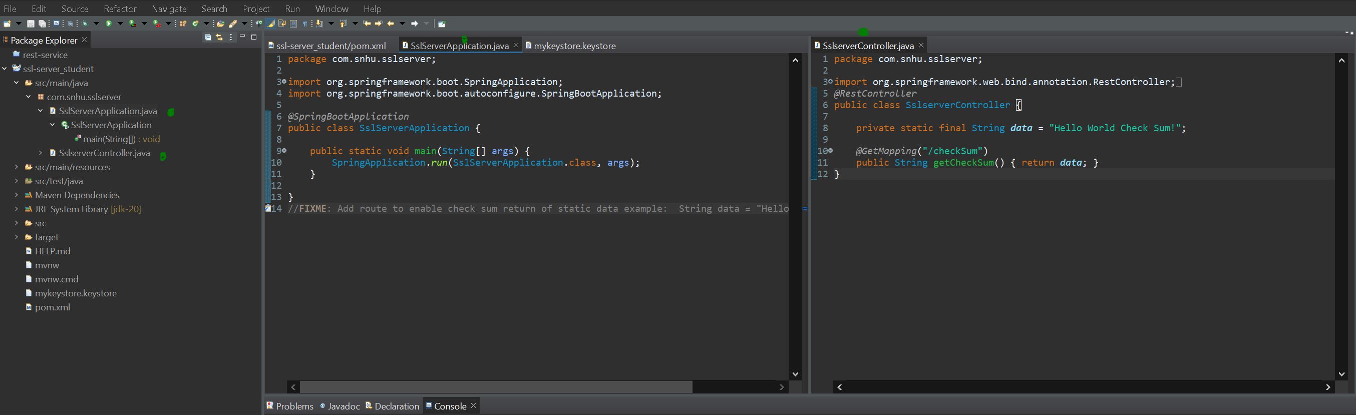 요 Problems @ Javadoc Declaration E Console × | Chegg.com