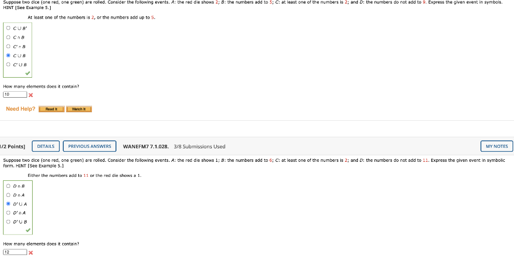 Solved Suppose two dice (one red, one green) are rolled. | Chegg.com
