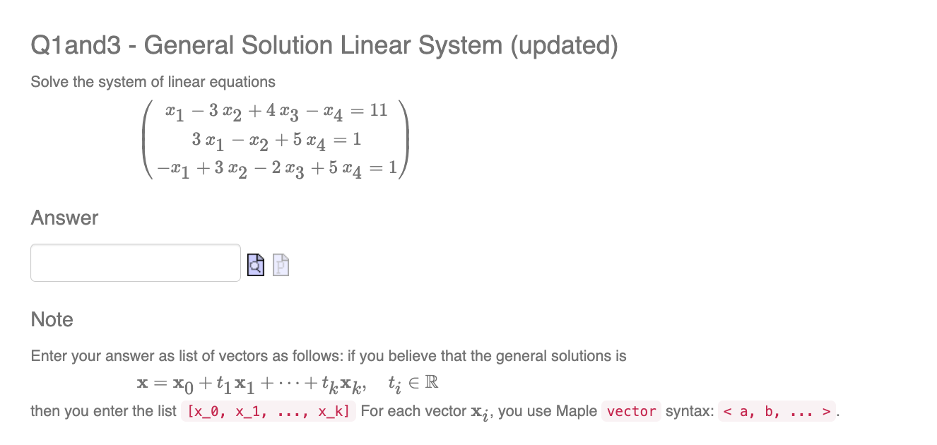 Solved Q1and3 - General Solution Linear System (updated) | Chegg.com