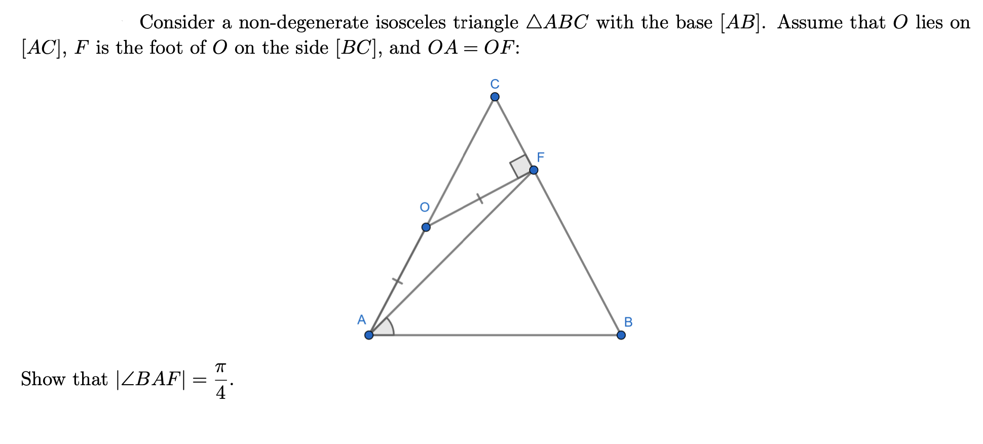 Solved Consider a non-degenerate isosceles triangle ABC | Chegg.com