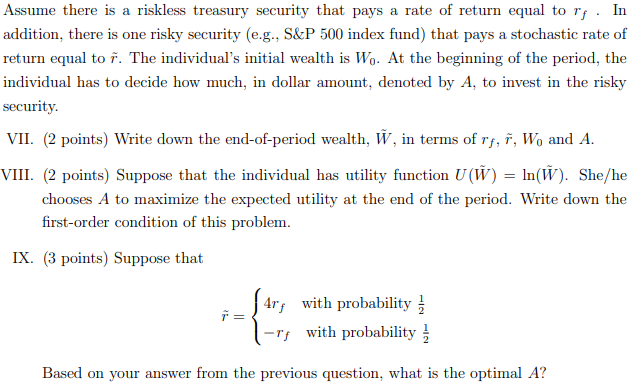 Assume there is a riskless treasury security that | Chegg.com