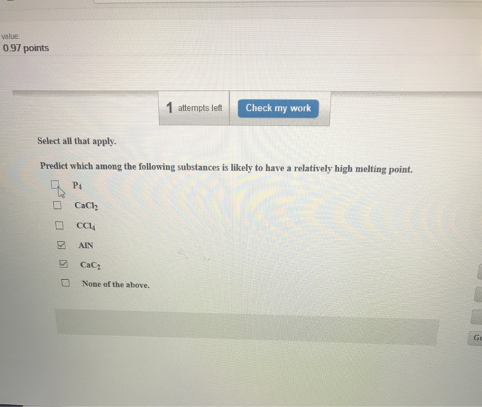 Solved value: 0.97 points 1 attempts left Check my work | Chegg.com