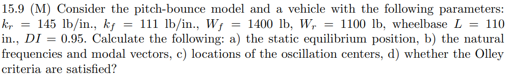 Solved 15.9 (M) Consider the pitch-bounce model and a | Chegg.com