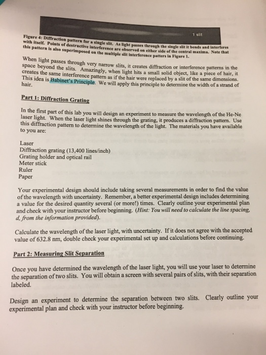 Solved Lab Experiment 2: Wave Optics Pre-lab Questions This | Chegg.com