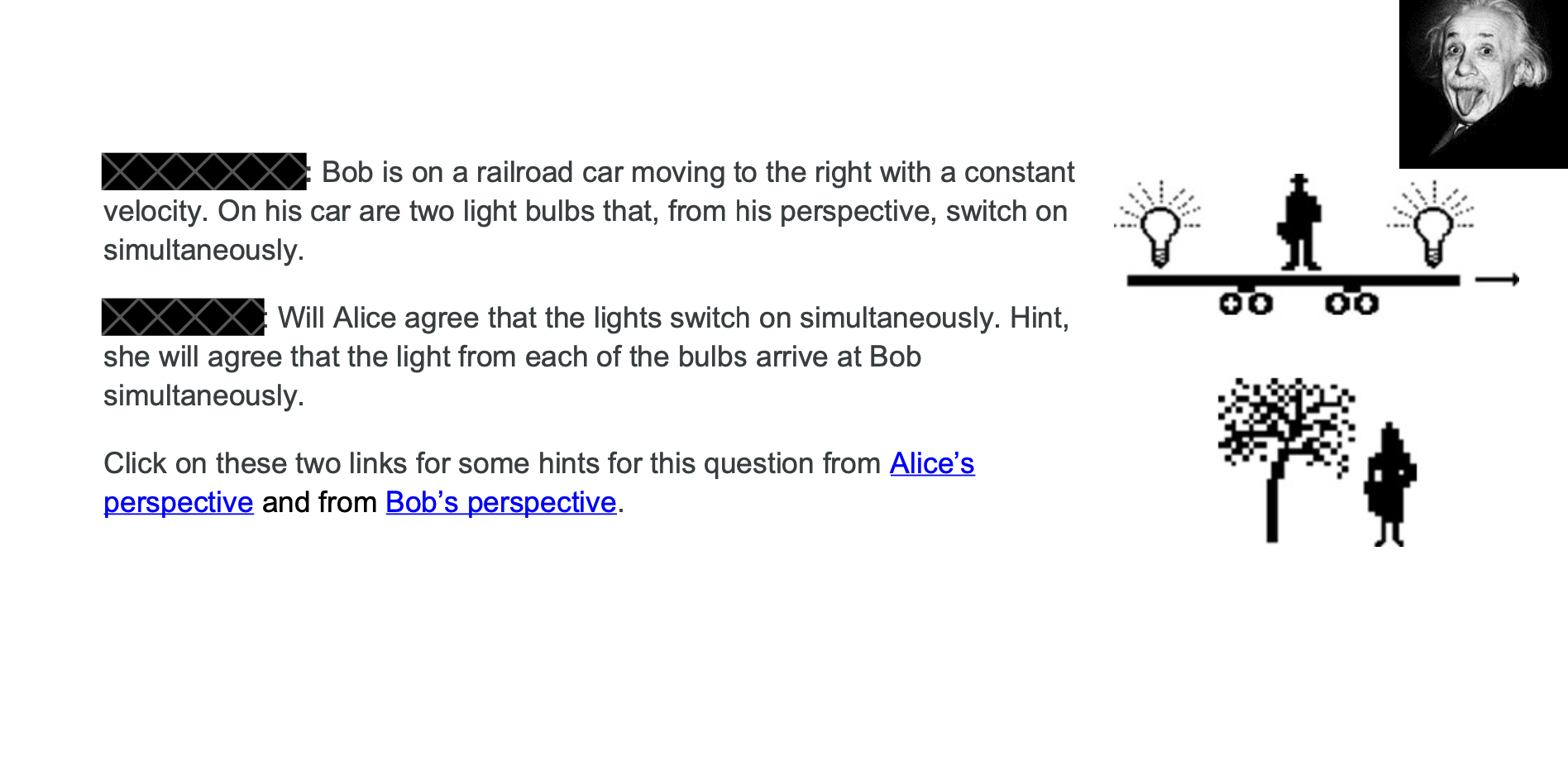 Solved The experiments Alice is standing in a field and Bob | Chegg.com