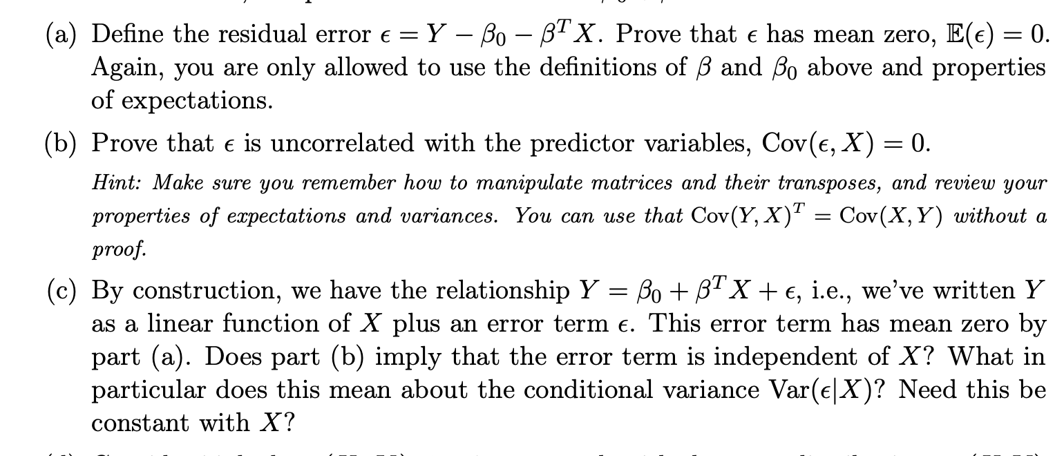 Solved Relaxing Our Regression Assumptions. Consider | Chegg.com