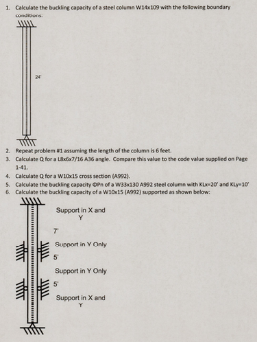 Solved 1 Calculate the buckling capacity of a steel column | Chegg.com