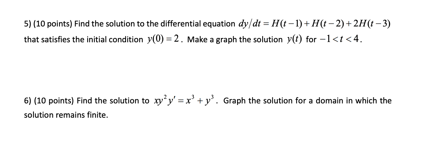 Solved 5) (10 points) Find the solution to the differential | Chegg.com