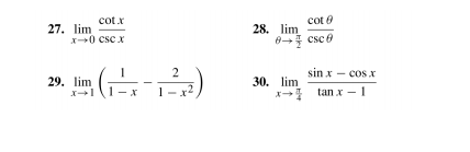 Solved 27. lim cox - CScr co sco 28. lim 8- 29. lim 30. lim | Chegg.com