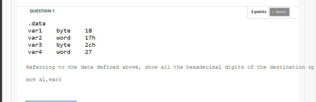 Solved QUESTION 1 5 points Saved .data var1 var2 var3 var4 | Chegg.com