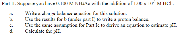 Solved Part I: Consider a solution that is 0.100M is NH4Ac | Chegg.com