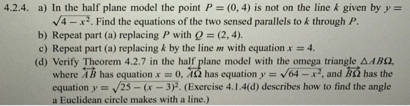 Theorem 4.2.7. (Euclid I-16 for omega triangles) The | Chegg.com