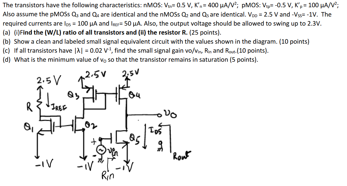 Solved The transistors have the following characteristics: | Chegg.com