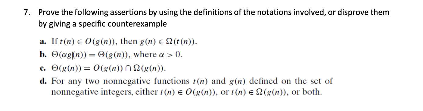 Solved 7. Prove the following assertions by using the | Chegg.com Solved 7. Prove the following assertions by using the | Chegg.com