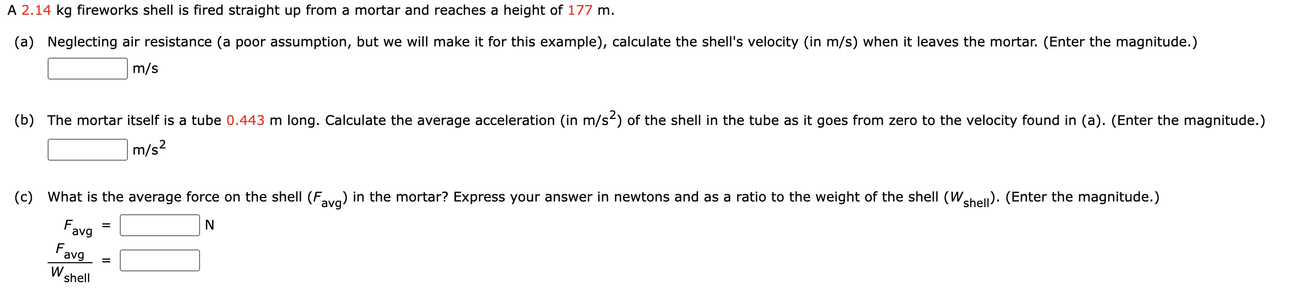 Solved m/s m/s2 Favg Wshell Favg =N= | Chegg.com