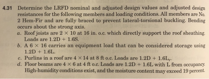 4.31 Determine the LRFD nominal and adjusted design | Chegg.com