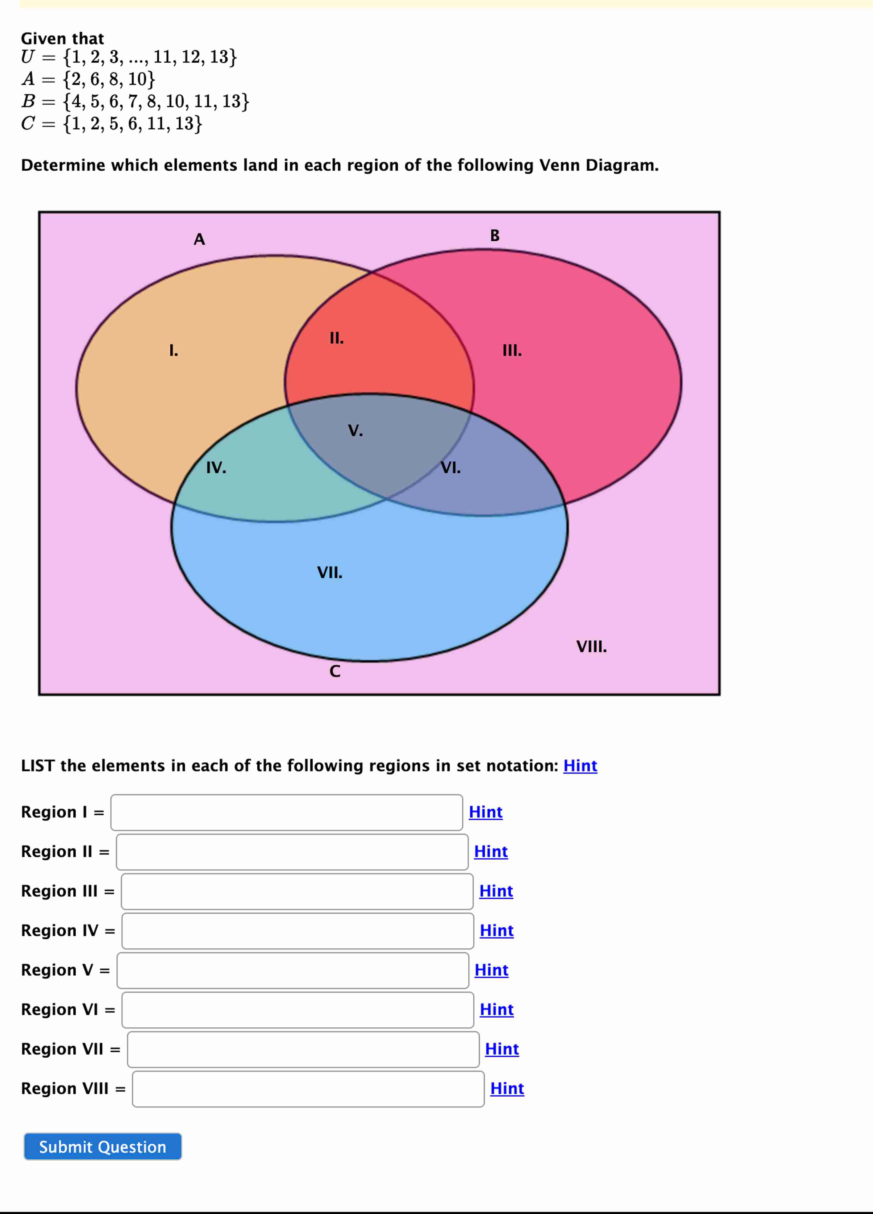 Solved Determine which elemts land in each region of the | Chegg.com