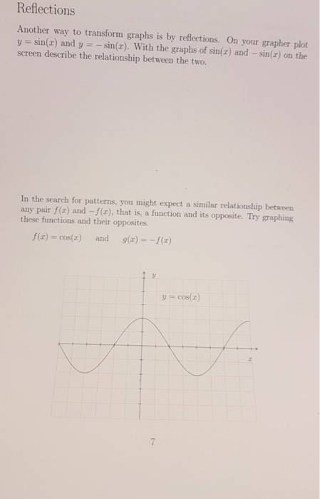 Solved Reflections Another way to transform graphs is by | Chegg.com
