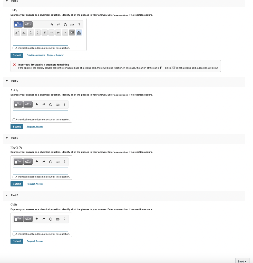 Solved For each of the following slightly soluble salts, | Chegg.com
