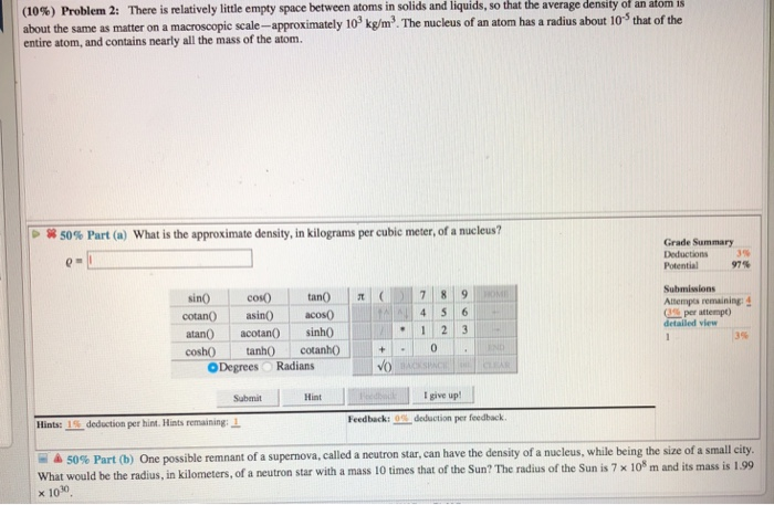 Solved (10%) Problem 2: There is relatively little empty | Chegg.com