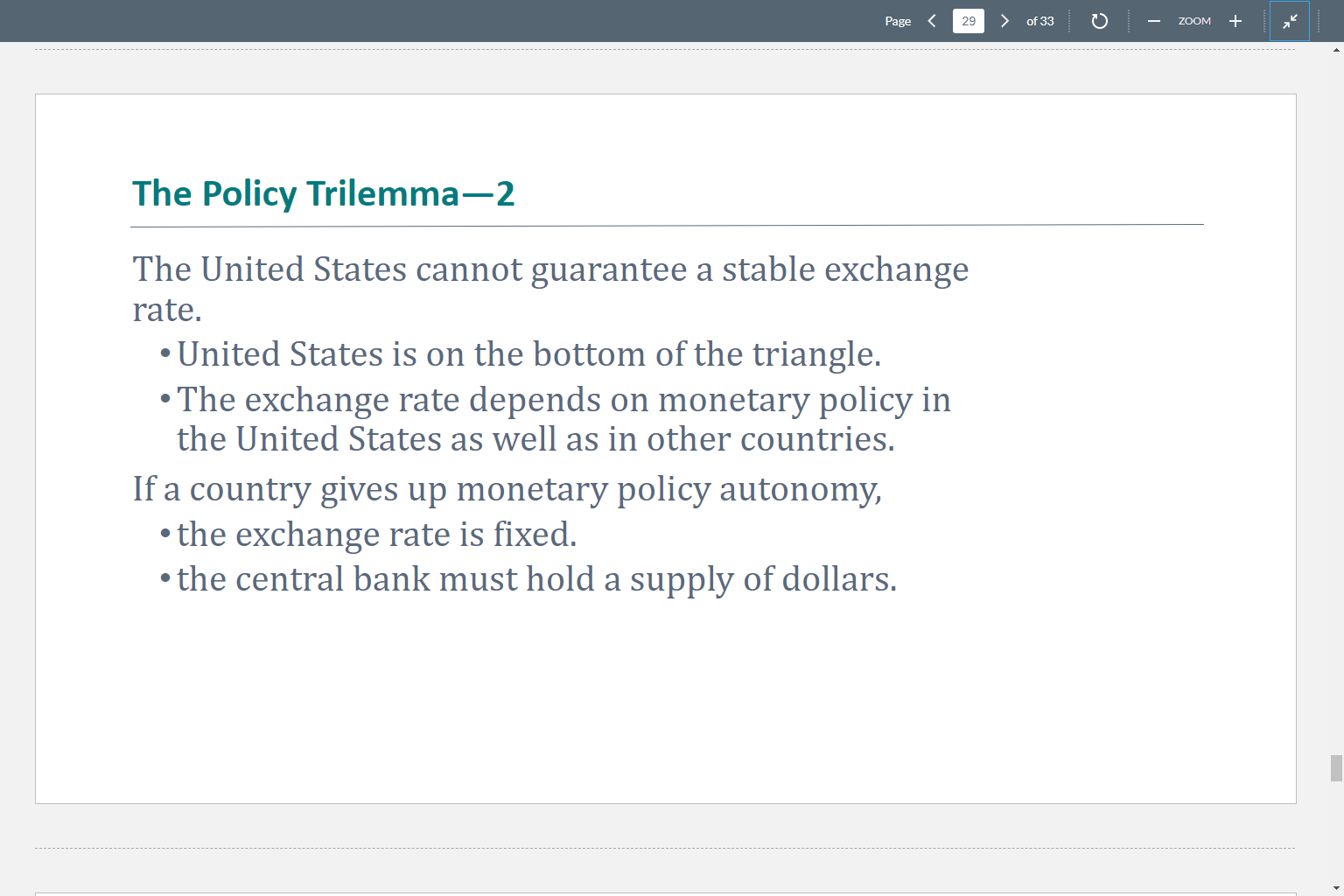 Solved Page 30 of 33 ZOOM + The Policy Trilemma-3 Foreign | Chegg.com
