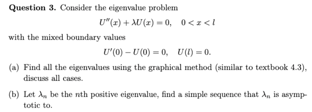 Solved Question 3. Consider the eigenvalue problem U"(x) + | Chegg.com