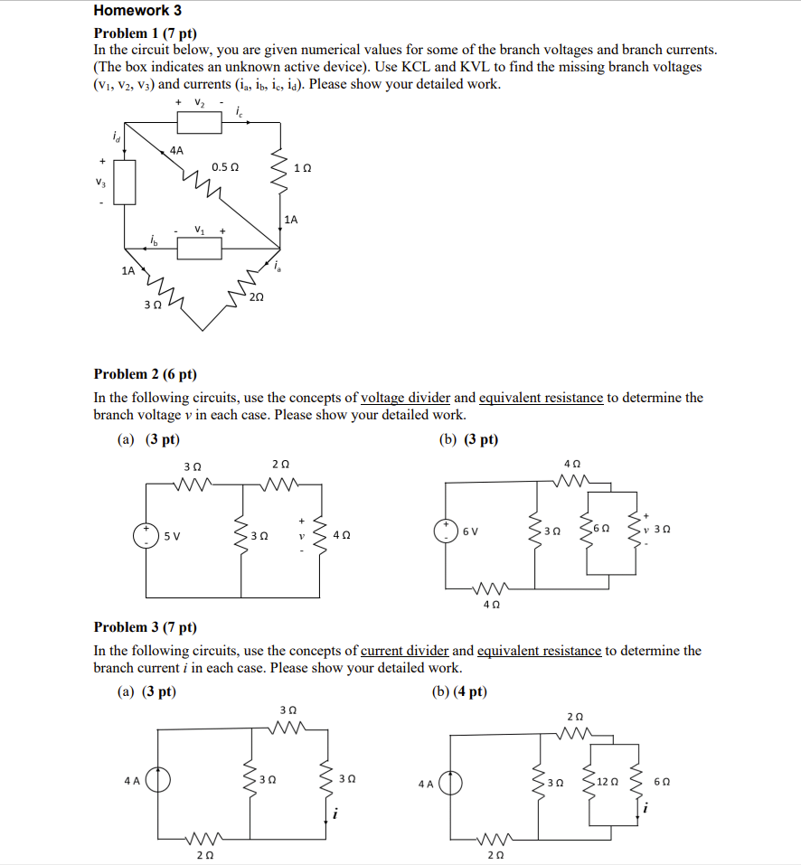 Solved Problem 1 (7 pt) In the circuit below, you are given | Chegg.com