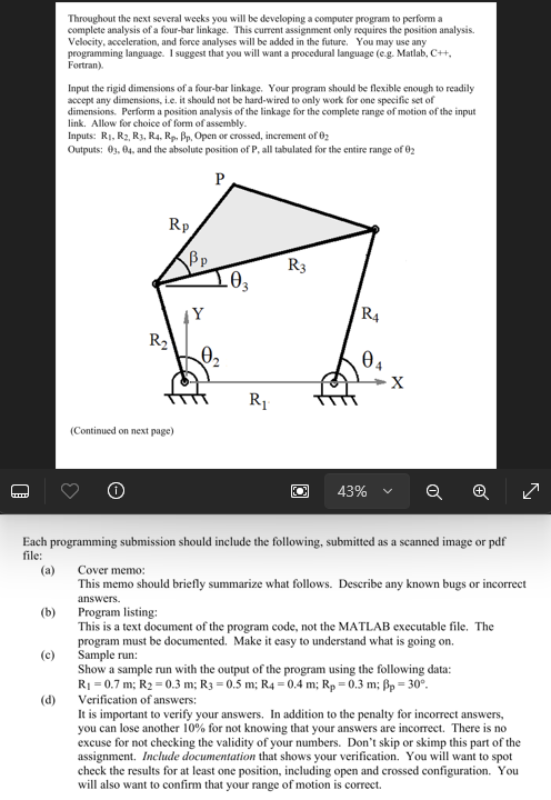 Solved Write a program in MATLAB to perform position | Chegg.com