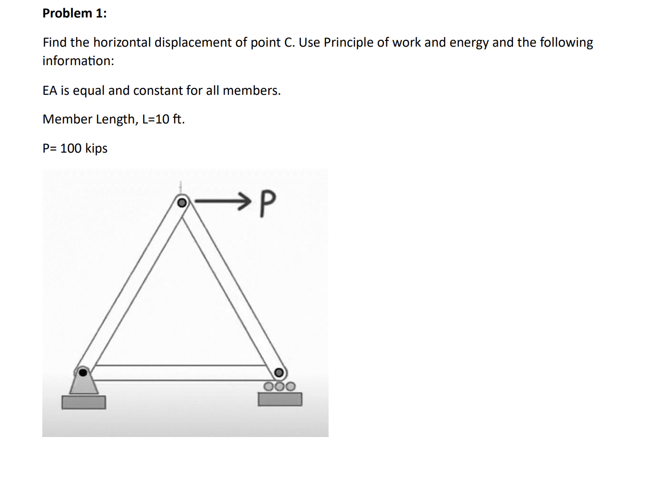 Solved Determine the horizontal displacement of point C. ﻿El | Chegg.com