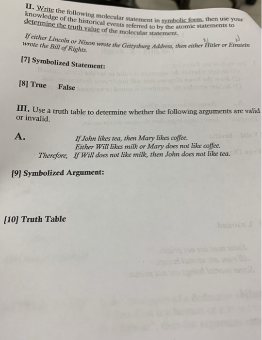 Solved II. Write the following molecular statement in | Chegg.com