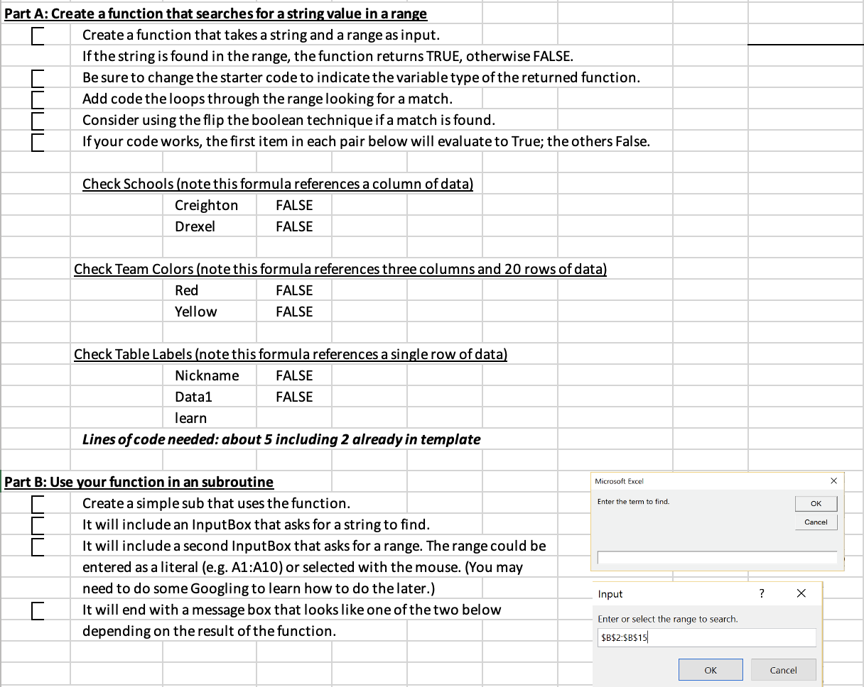 Part A: Create a function that searches for a string | Chegg.com
