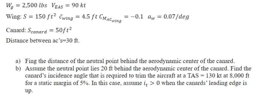 Solved Given a canard configuration with geometrically | Chegg.com