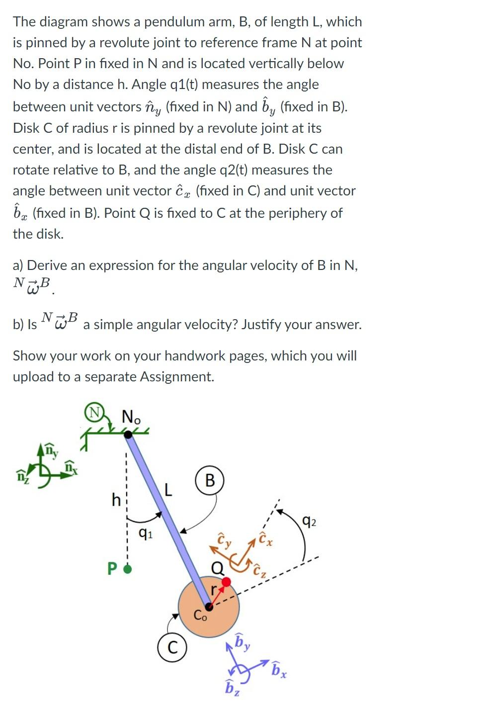 The diagram shows a pendulum arm, B, of length L, | Chegg.com