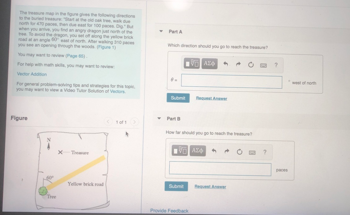 Solved The treasure map in the figure gives the following | Chegg.com
