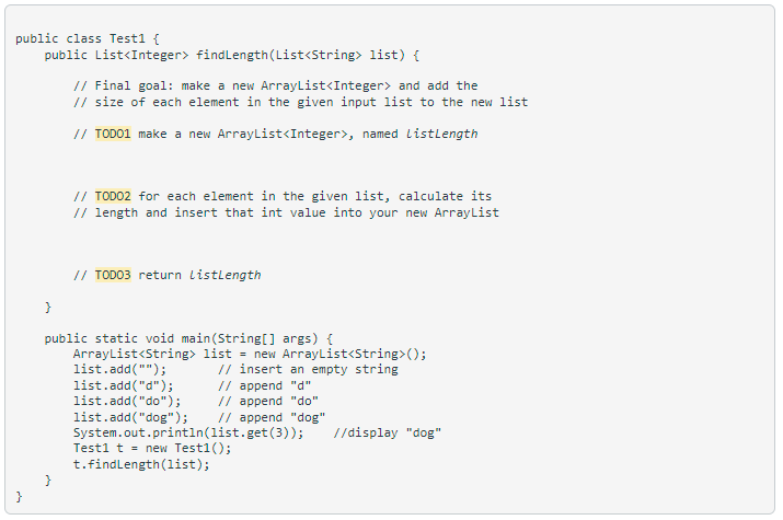 Solved public class Testi { public List findLength(List | Chegg.com