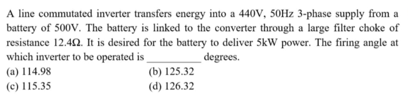 Solved A line commutated inverter transfers energy into a | Chegg.com