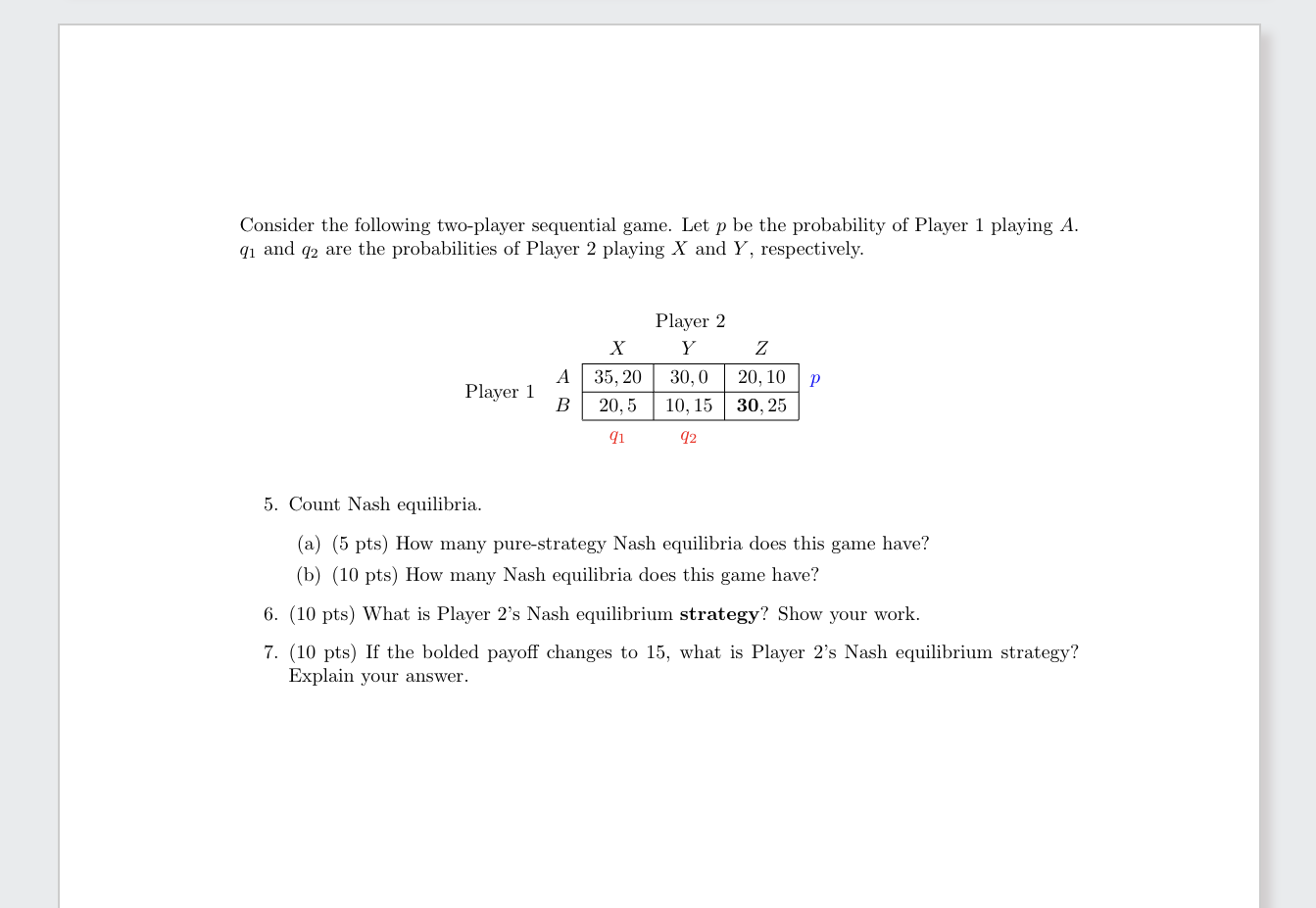 Solved Consider the following two-player sequential game. | Chegg.com