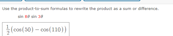 Solved Use the product-to-sum formulas to rewrite the | Chegg.com