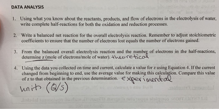 Electrolysis of Water and Half-Reactions ,liquid | Chegg.com