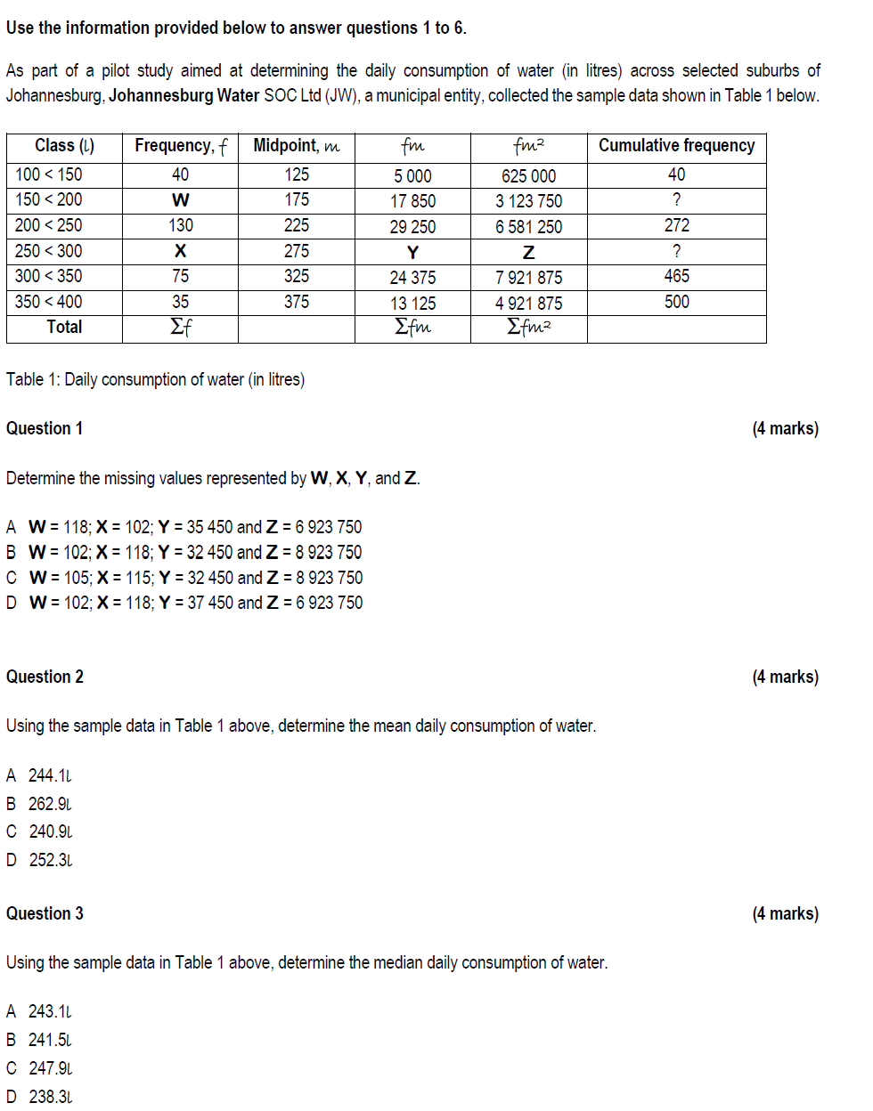 Solved Use the information provided below to answer | Chegg.com