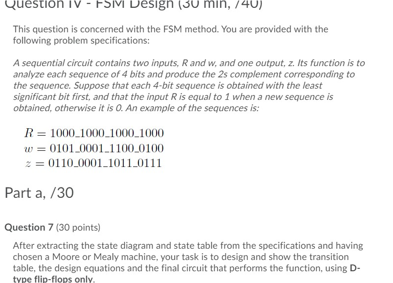 Solved This question is concerned with the FSM method. You | Chegg.com